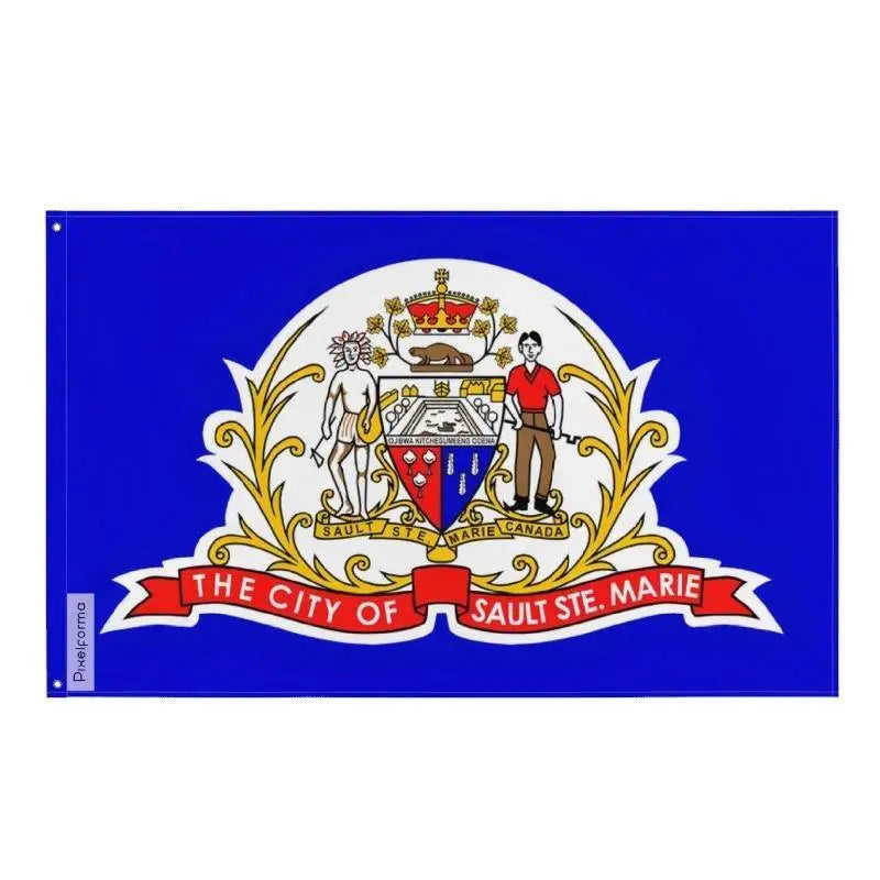 Drapeau sault ste. Marie polyester résistant œillets gauche – Pixelforma